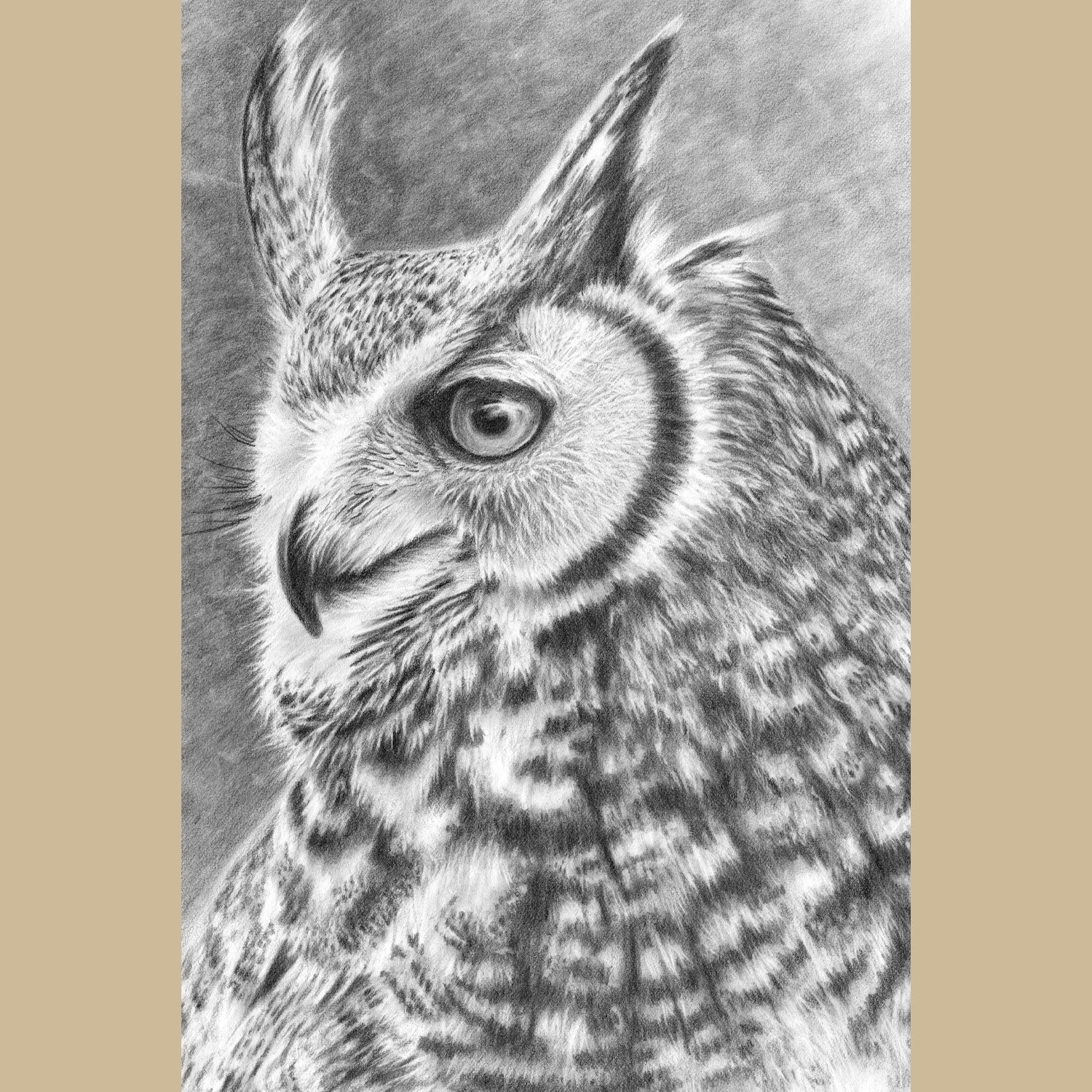 Original Great Horned Owl Pencil Drawing | FREE UK SHIPPING ...
